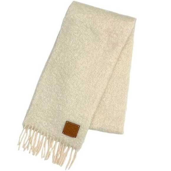 Loewe | Accessories | Loewe Scarf Ec2446 Natural Beige Anagram Mohair ...
